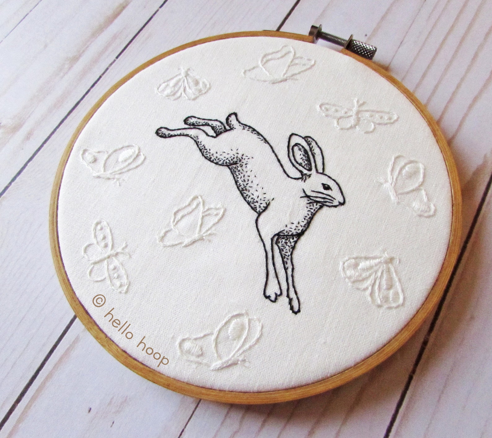 Wild Hare Hand Embroidery Pattern Easter Embroidery Rabbit | Etsy
