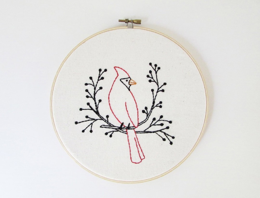 Cardinal Hand Embroidery Pattern PDF Instant Download - Etsy