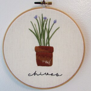 Garden Chives Hand Embroidery Pattern - Kitchen Herbs - PDF - Instant ...