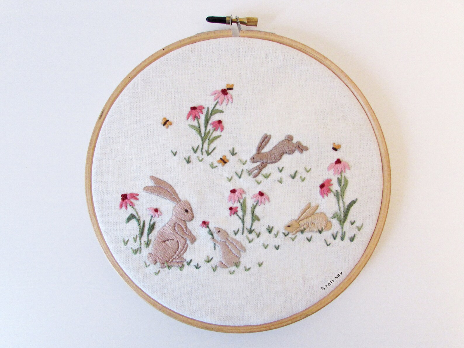 Spring Bunnies Hand Embroidery Pattern Bunny Rabbits | Etsy