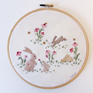 Spring Bunnies Hand Embroidery Pattern Bunny Rabbits Easter Embroidery ...