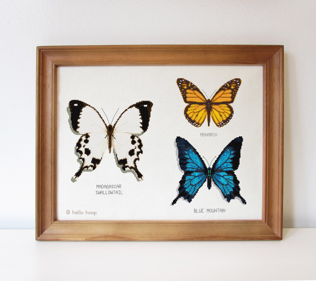 Butterfly Set of 3 Cross Stitch Patterns - Blue Mountain, Madagascar ...