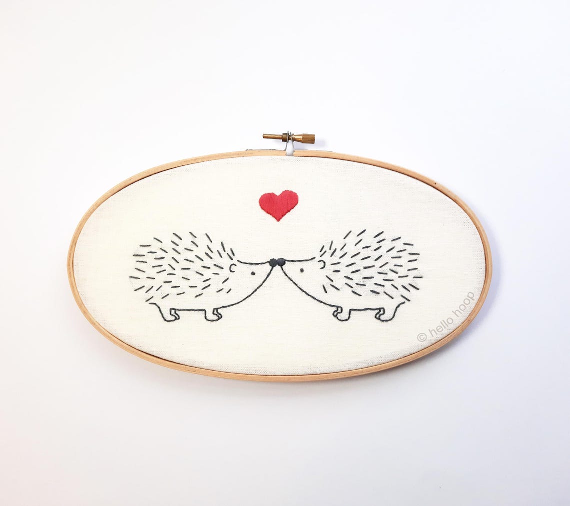 Hedgehog Hand Embroidery Pattern - Valentine's Day - PDF - Instant ...