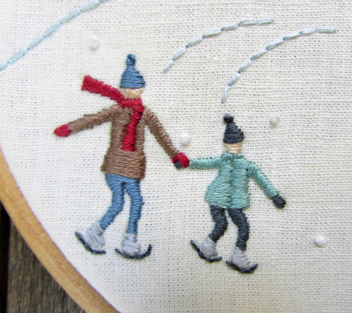 Holidays Hand Embroidery Pattern Ice Skating Christmas - Etsy