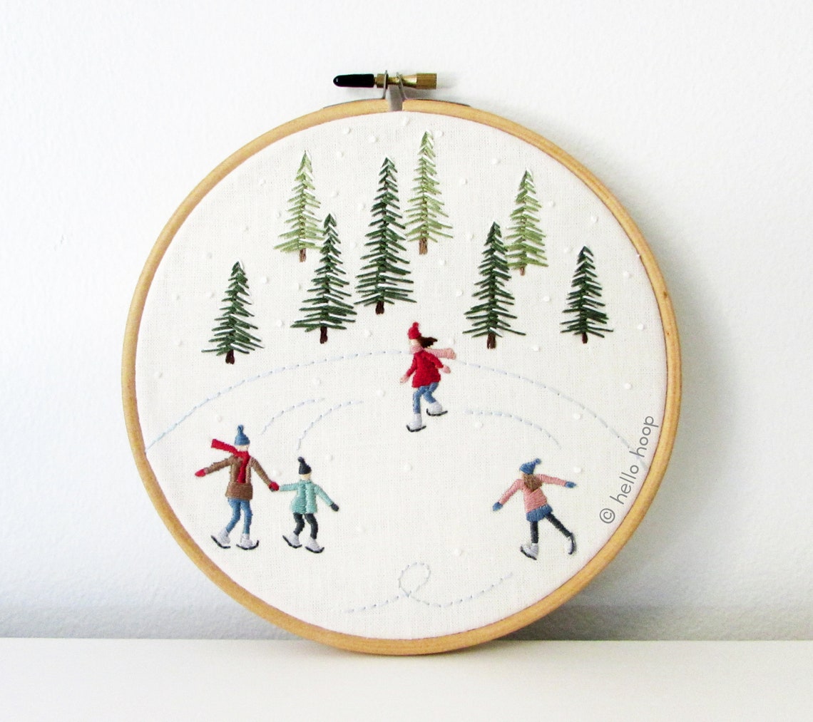 Holidays Hand Embroidery Pattern Ice Skating Christmas - Etsy