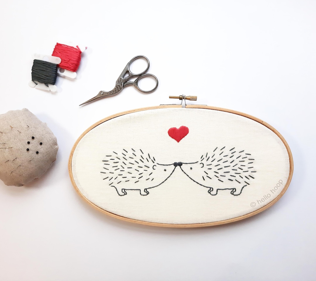 Hedgehog Hand Embroidery Pattern - Valentine's Day - PDF - Instant ...