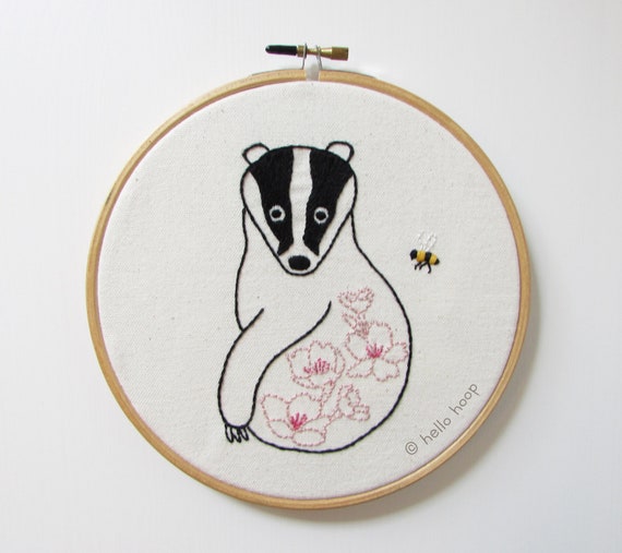 Badger and Bee Hand Embroidery Pattern PDF Instant | Etsy
