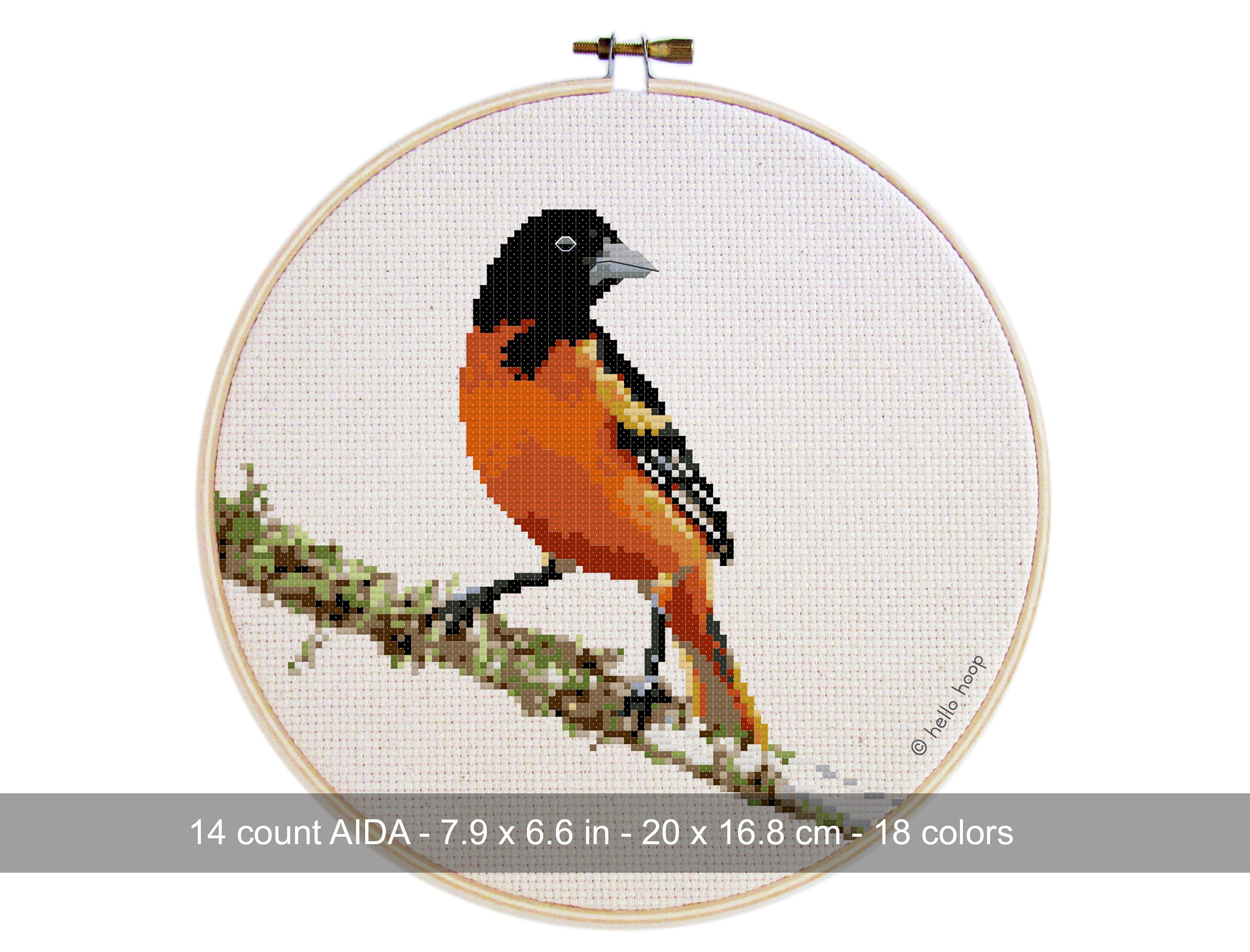 Baltimore Oriole Cross Stitch Pattern - Birds Embroidery - PDF ...