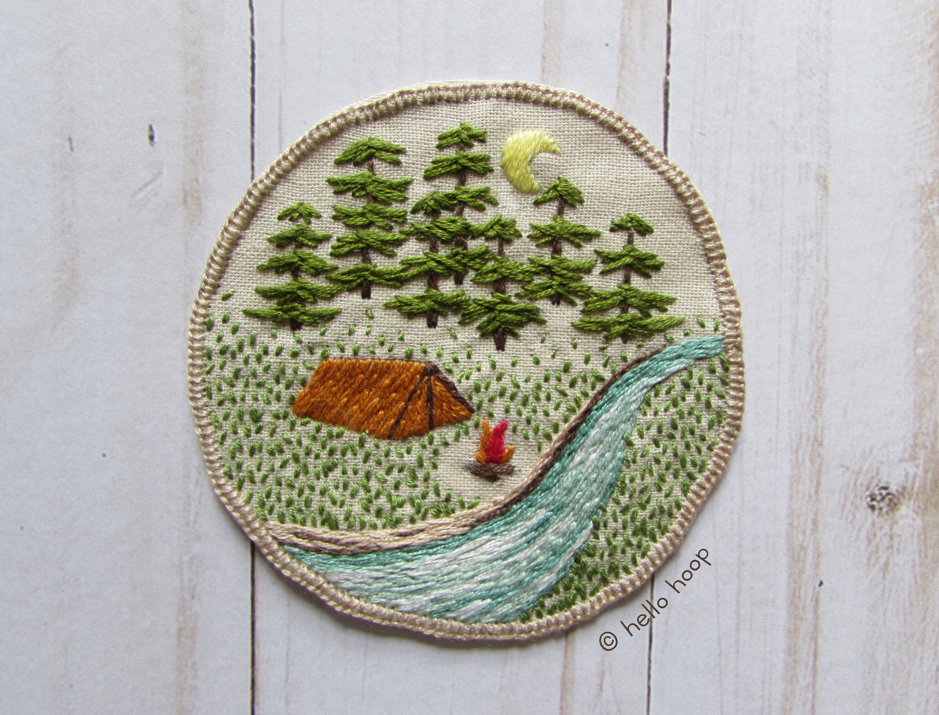 Patch hand embroidery pattern Camping Summer badge PDF | Etsy