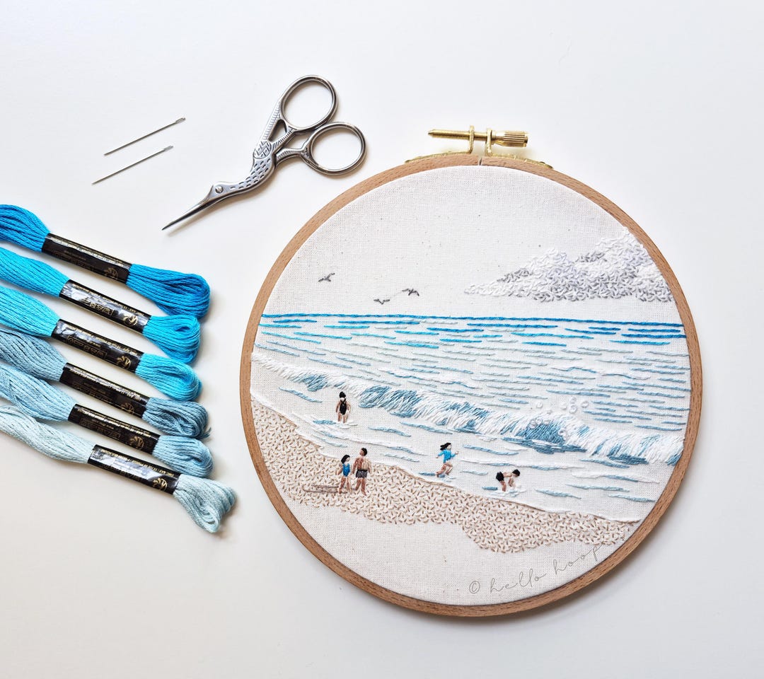 The Beach Hand Embroidery Pattern - PDF - Instant Download - Etsy