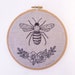 Honey Bee Hand Embroidery Pattern Monochrome Insect PDF Instant ...