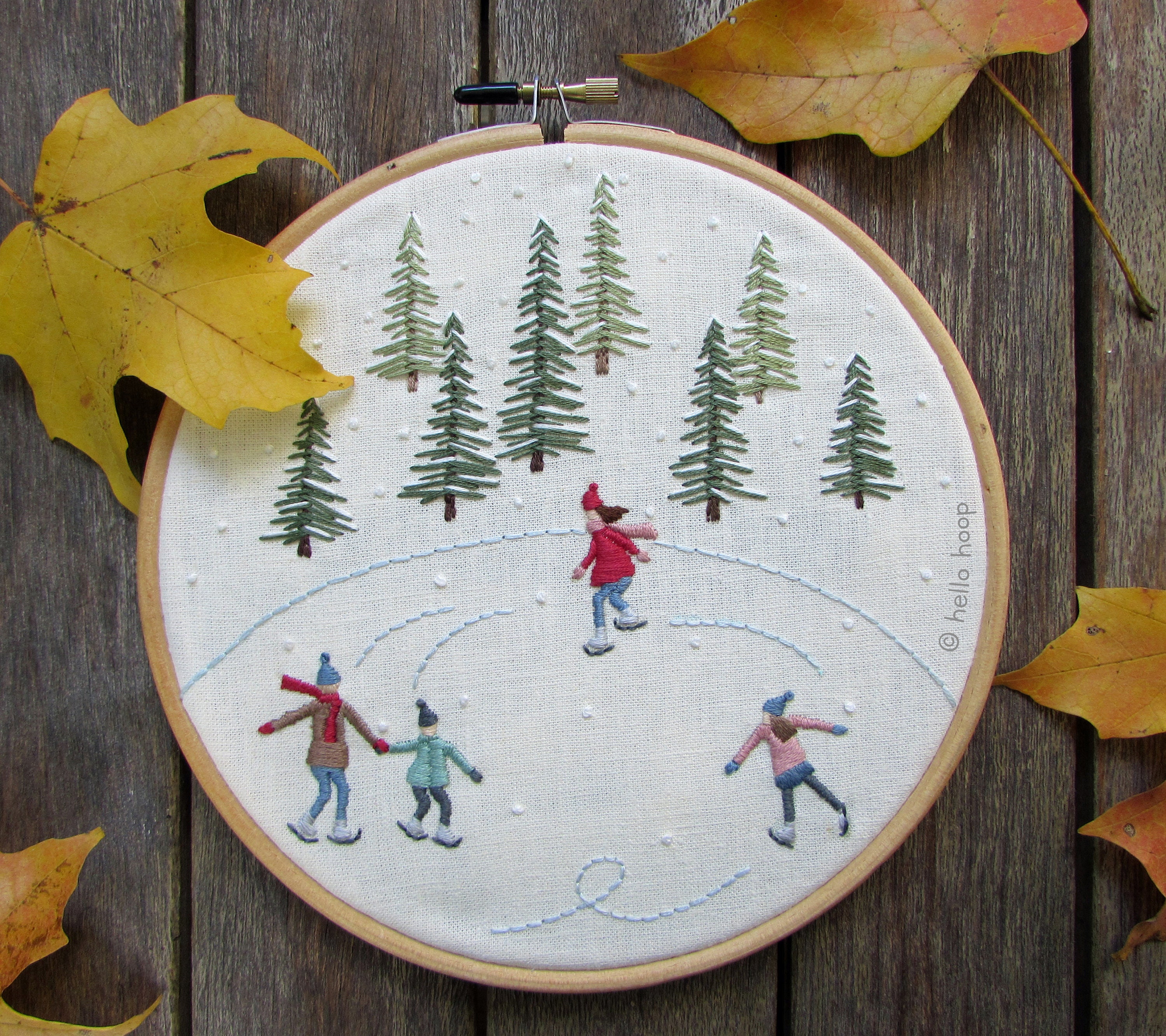Holidays Hand Embroidery Pattern Ice Skating Christmas - Etsy
