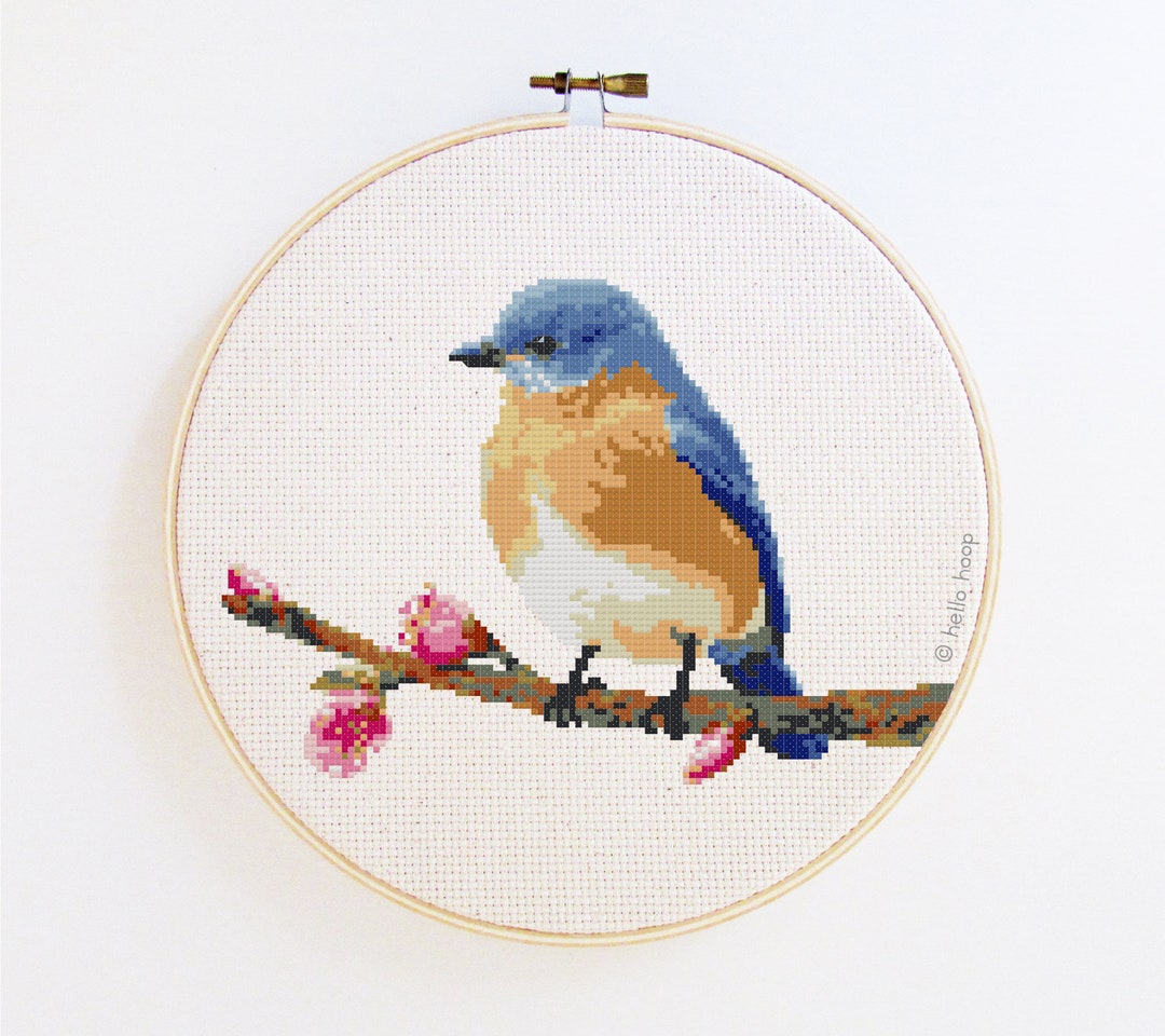 Eastern Blue Bird Cross Stitch Pattern - Birds Embroidery - PDF ...