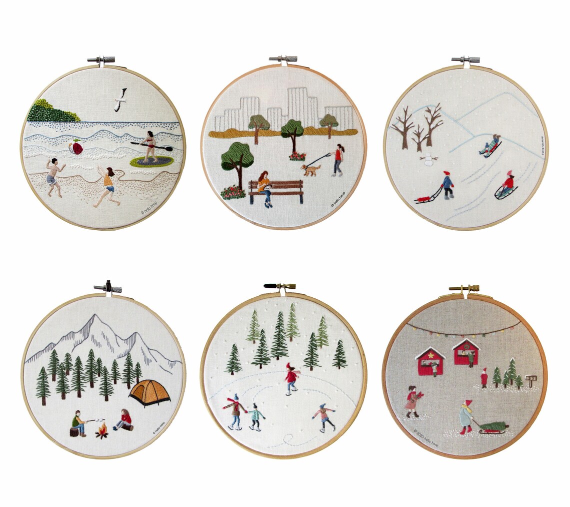 Holidays Hand Embroidery Pattern Ice Skating Christmas - Etsy