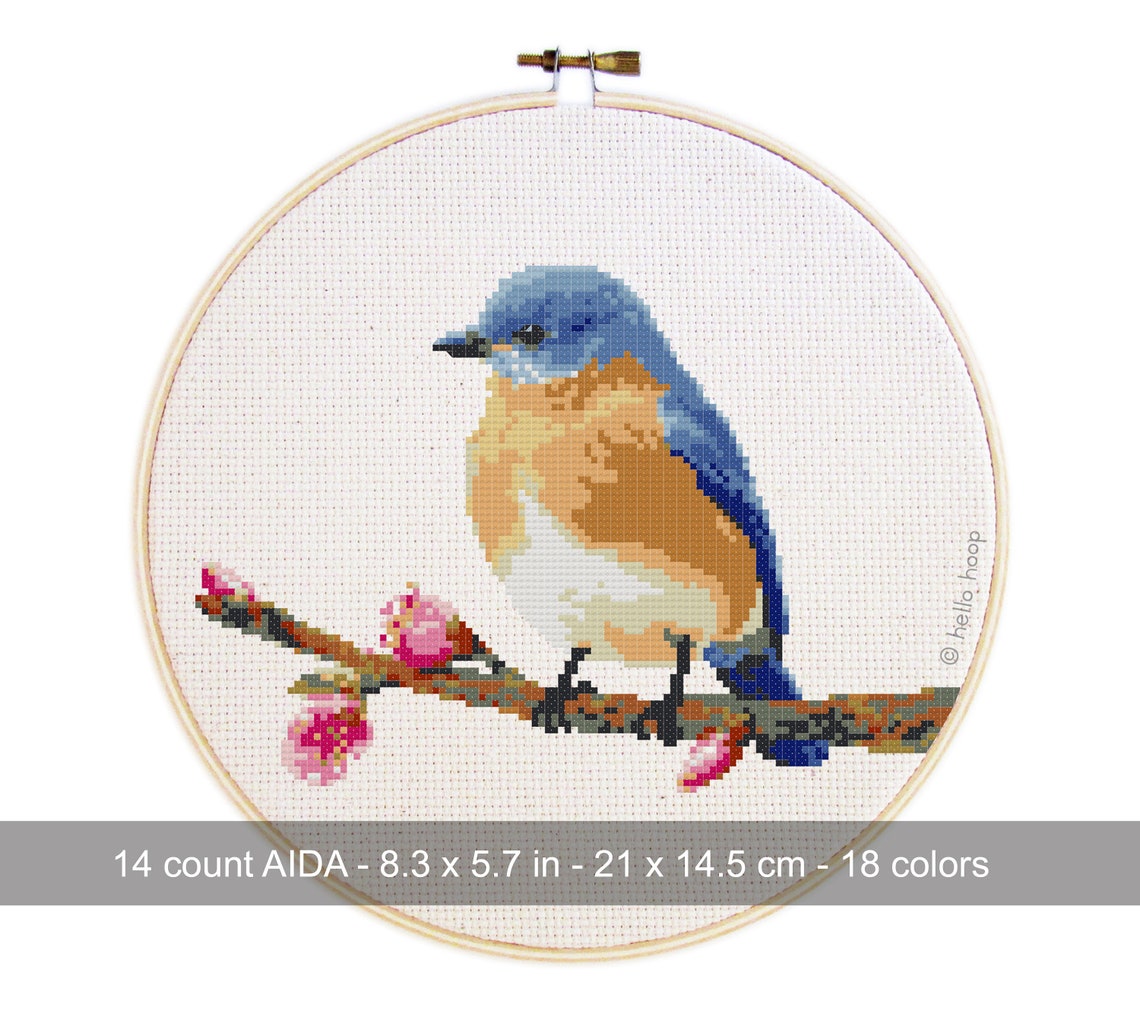 Eastern Blue Bird Backyard Bird Cross Stitch Pattern - PDF - Instant ...