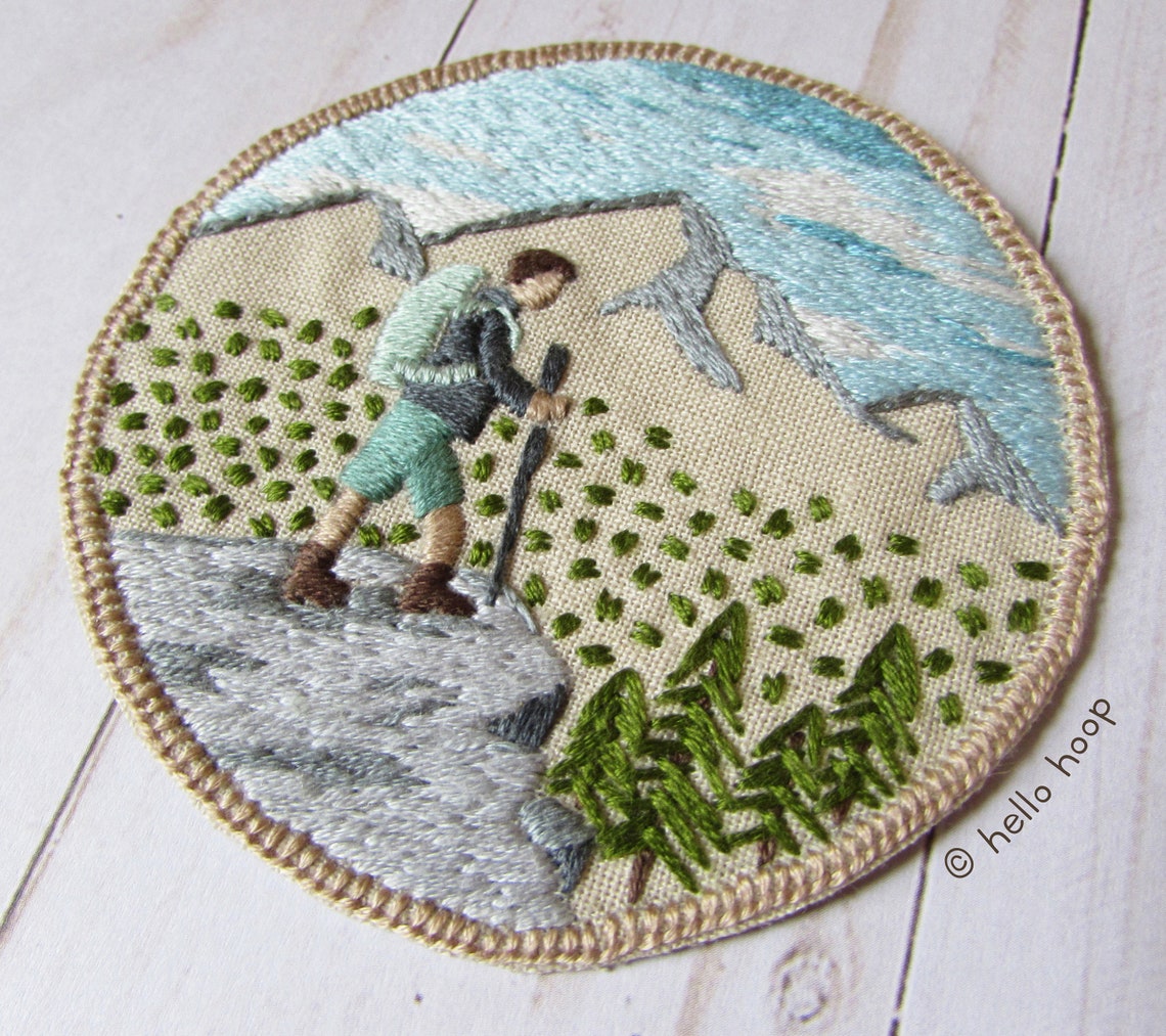 Patch Hand Embroidery Pattern - Hiking - Summer Badge - PDF Instant ...