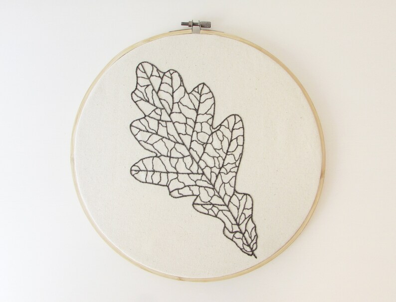 Oak leaf skeleton leaf hand embroidery pattern PDF | Etsy