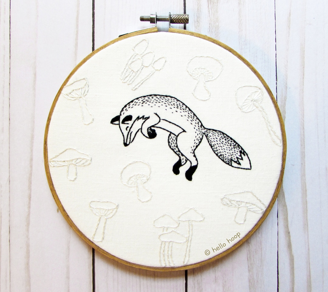 Happy Fox Hand Embroidery Pattern - Jumping Fox - PDF - Instant ...