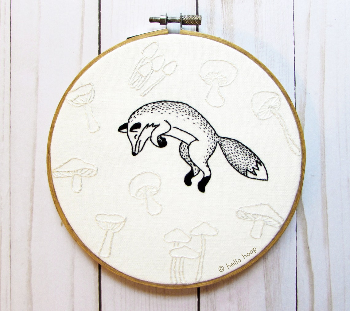 Happy Fox Hand Embroidery Pattern Jumping Fox PDF - Etsy