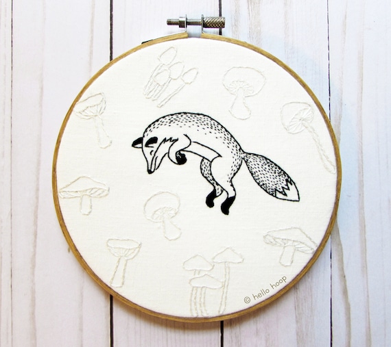 Happy Fox Hand Embroidery Pattern Jumping Fox PDF - Etsy