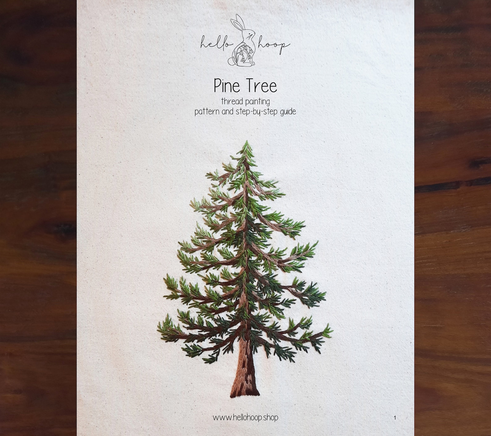 Pine Tree Christmas Tree Hand Embroidery Pattern - Thread Painting DIY ...