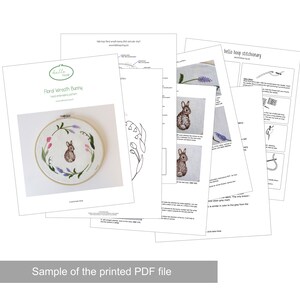 Easter bunny hand embroidery pattern Floral wreath bunny | Etsy