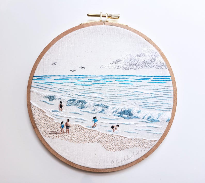 The Beach Hand Embroidery Pattern - PDF - Instant Download - Etsy