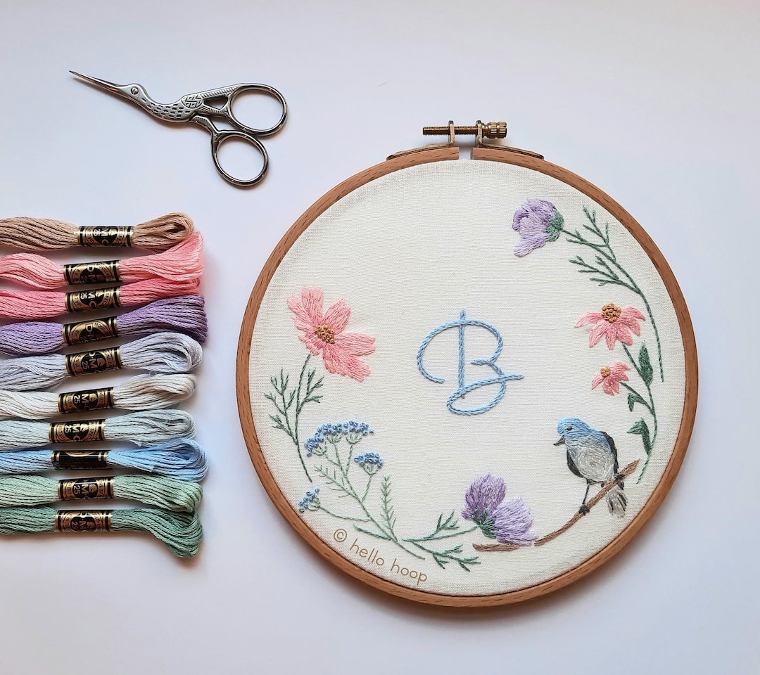 Spring Floral Monogram Embroidery Pattern With Complete Alphabet ...