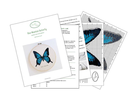 Butterfly cross stitch pattern Blue Mountain butterfly | Etsy