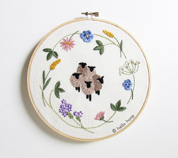 Spring Sheep Hand Embroidery Pattern PDF Instant Download - Etsy