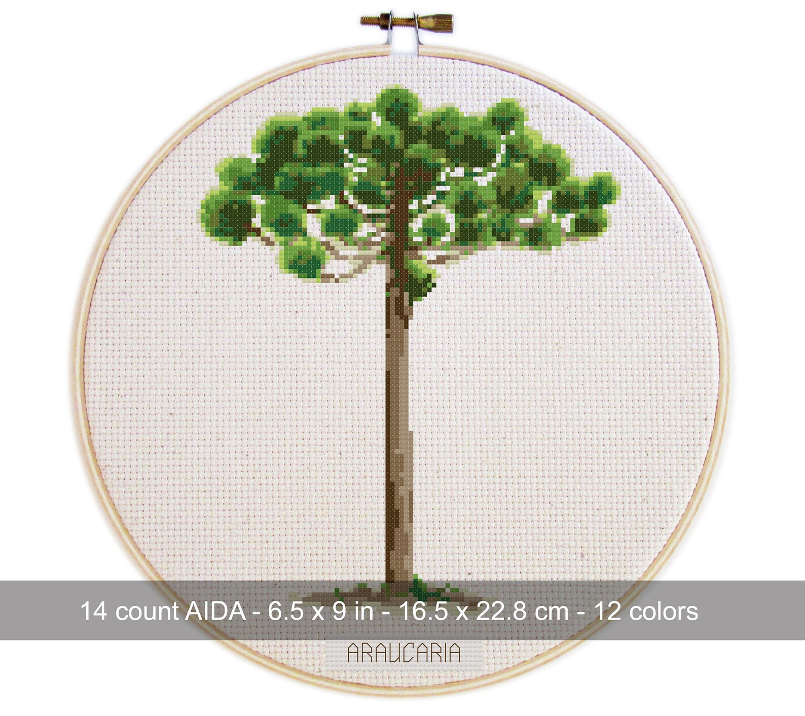 Araucaria Tree Cross Stitch Pattern: Botanical Design (PDF Instant ...