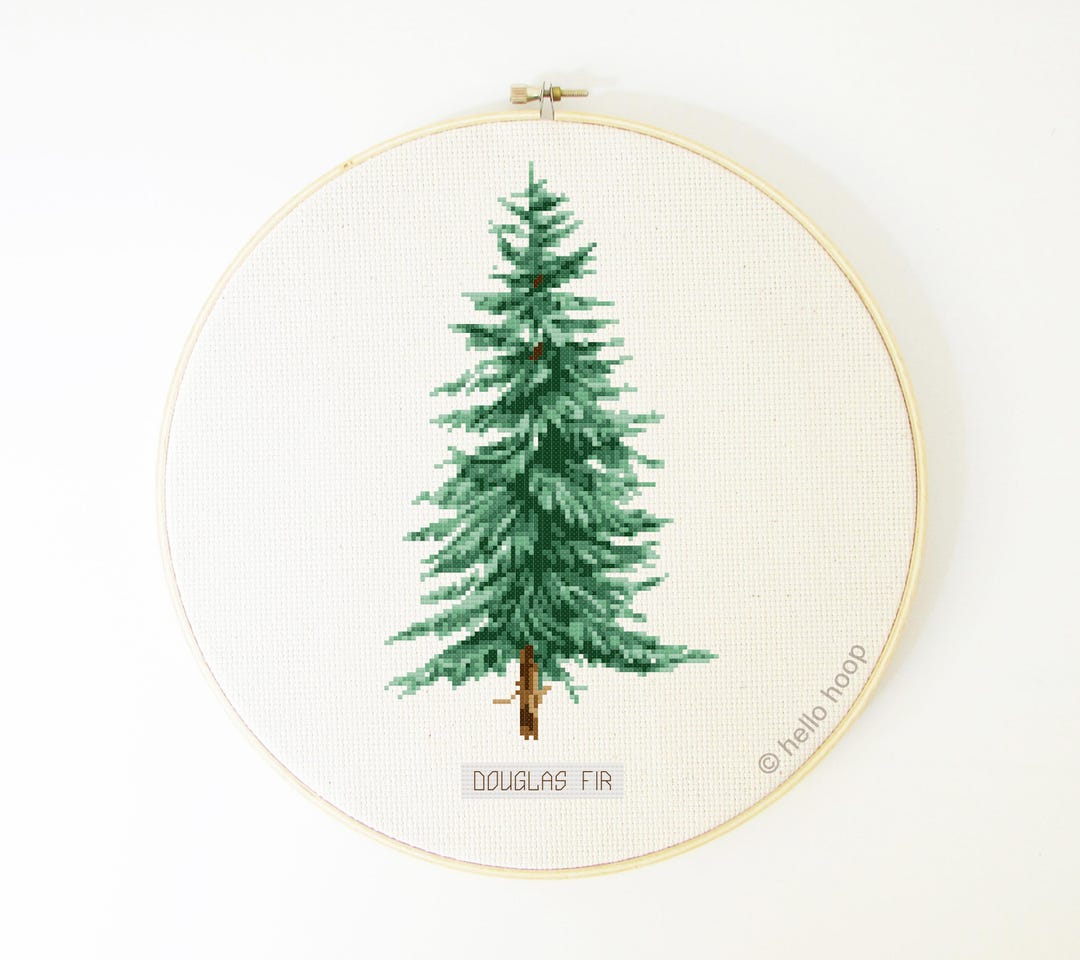 Douglas Fir Tree Cross Stitch Pattern: Botanical Christmas Design (PDF ...