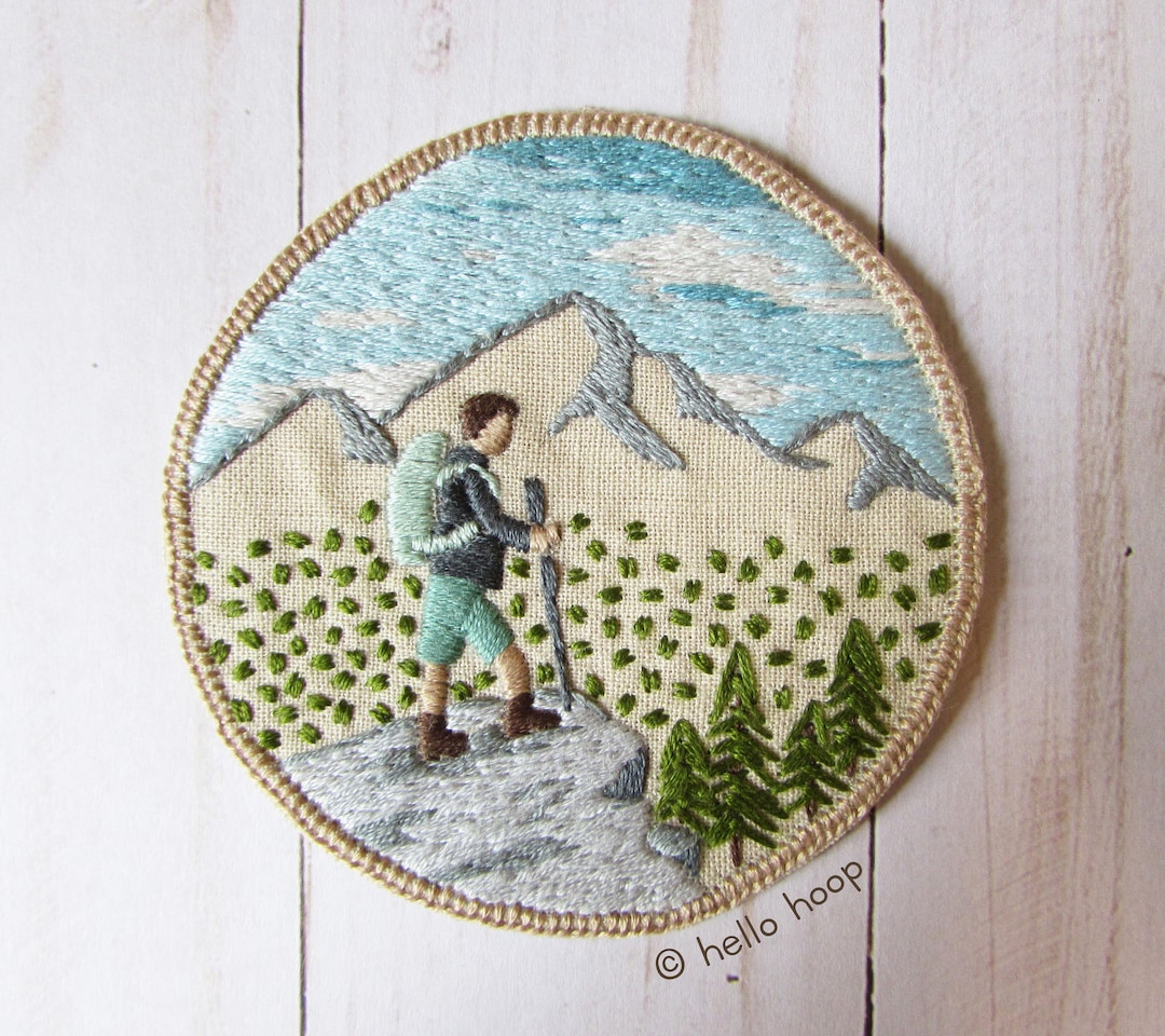 Patch Hand Embroidery Pattern - Hiking - Summer Badge - PDF Instant ...