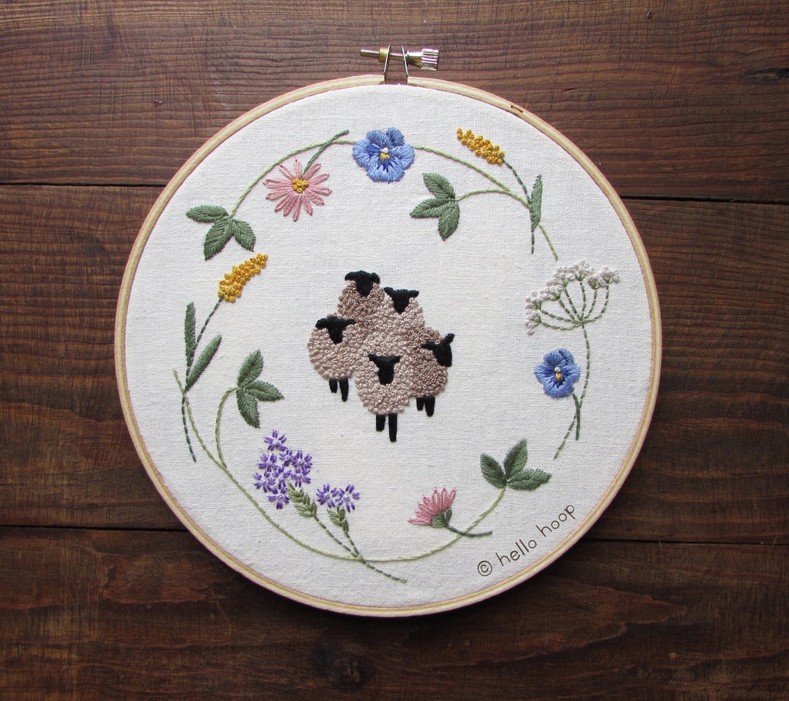 Spring Sheep Hand Embroidery Pattern PDF Instant Download - Etsy