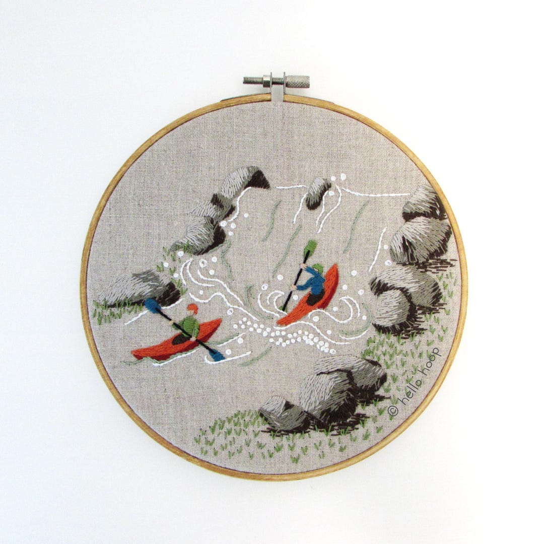 Kayaking Hand Embroidery Pattern - PDF - Instant Download - Etsy
