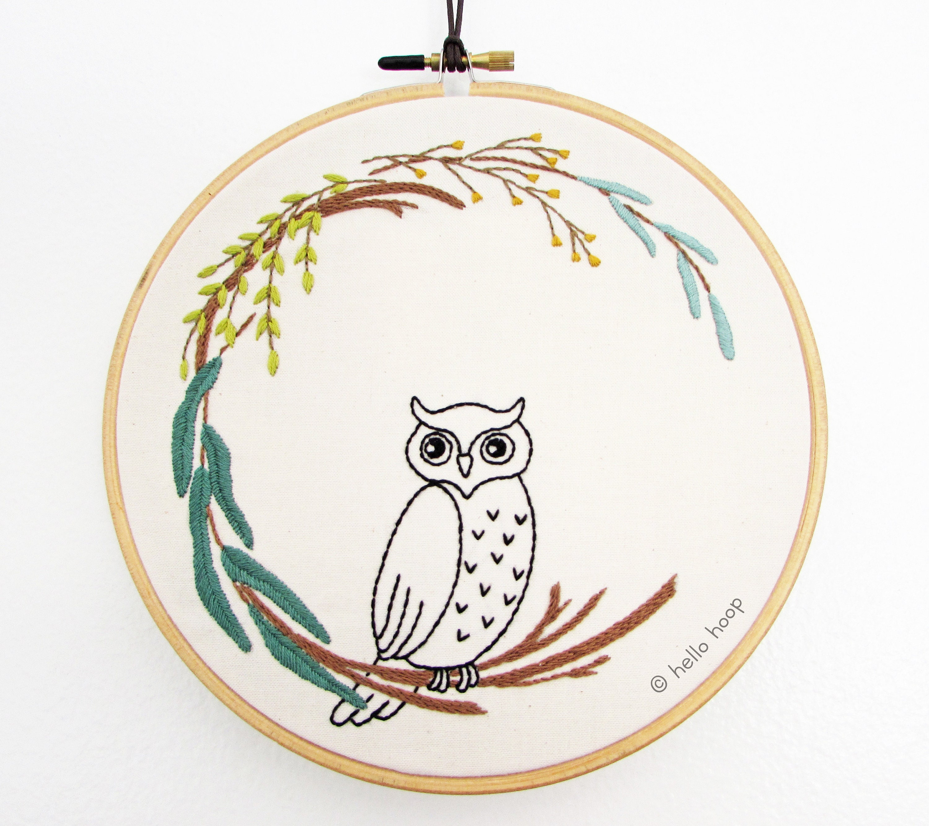 Owl Floral Wreath Hand Embroidery Pattern PDF File Instant - Etsy