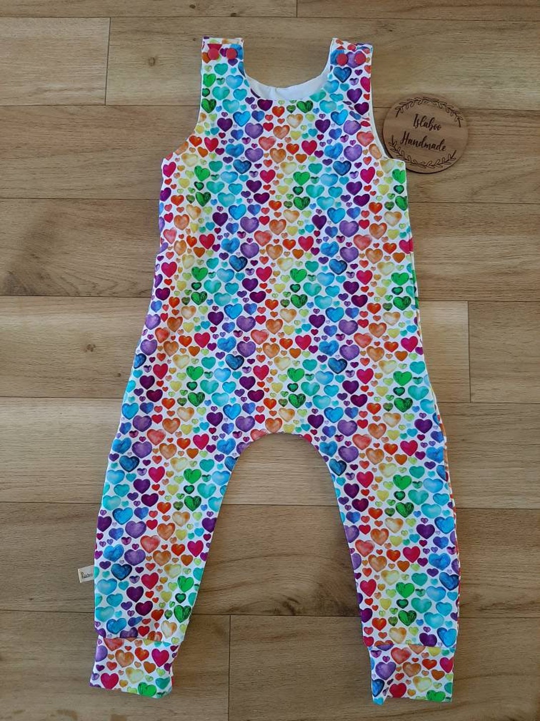 Rainbow Hearts Romper Rainbow Hearts Dungarees Short Rainbow - Etsy