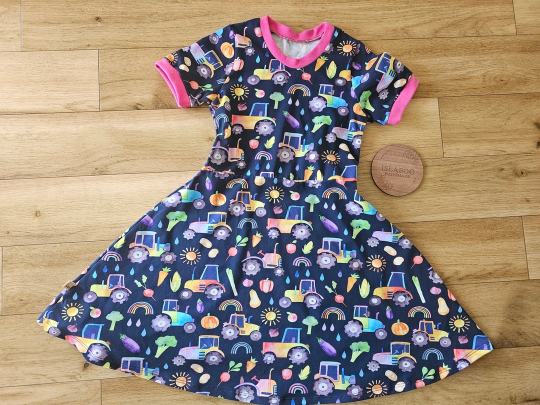 Rainbow Tractor Skater Dress, Tractor Skater Dress, Rainbow Veggie ...
