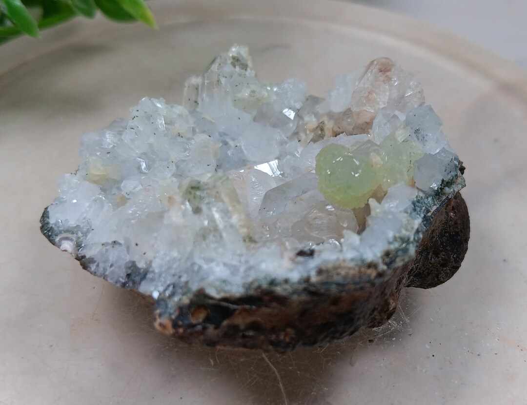 Namibian Quartz Crystal Cluster With Pastel Prehnite From Tafelkop ...