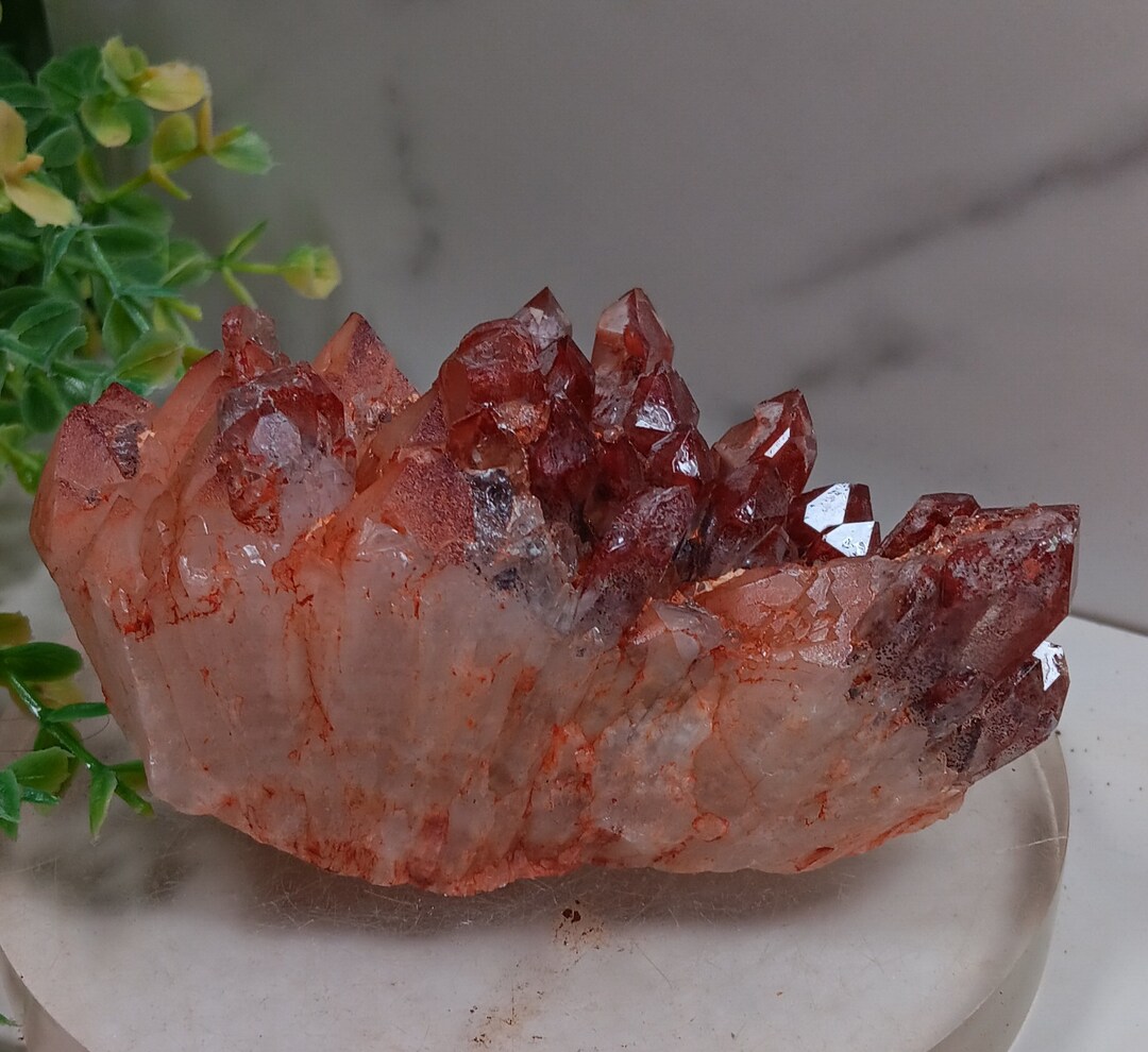 Red Phantom Crystal From Zambia / Large Hematoid Phantom Quartz Cluster ...