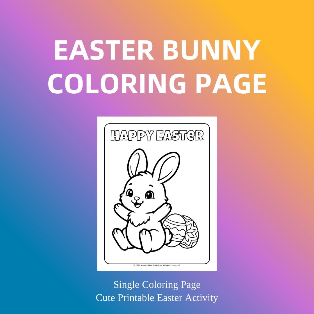 Easter Bunny Coloring Page for Kids – Printable Activity – 0.99 ...