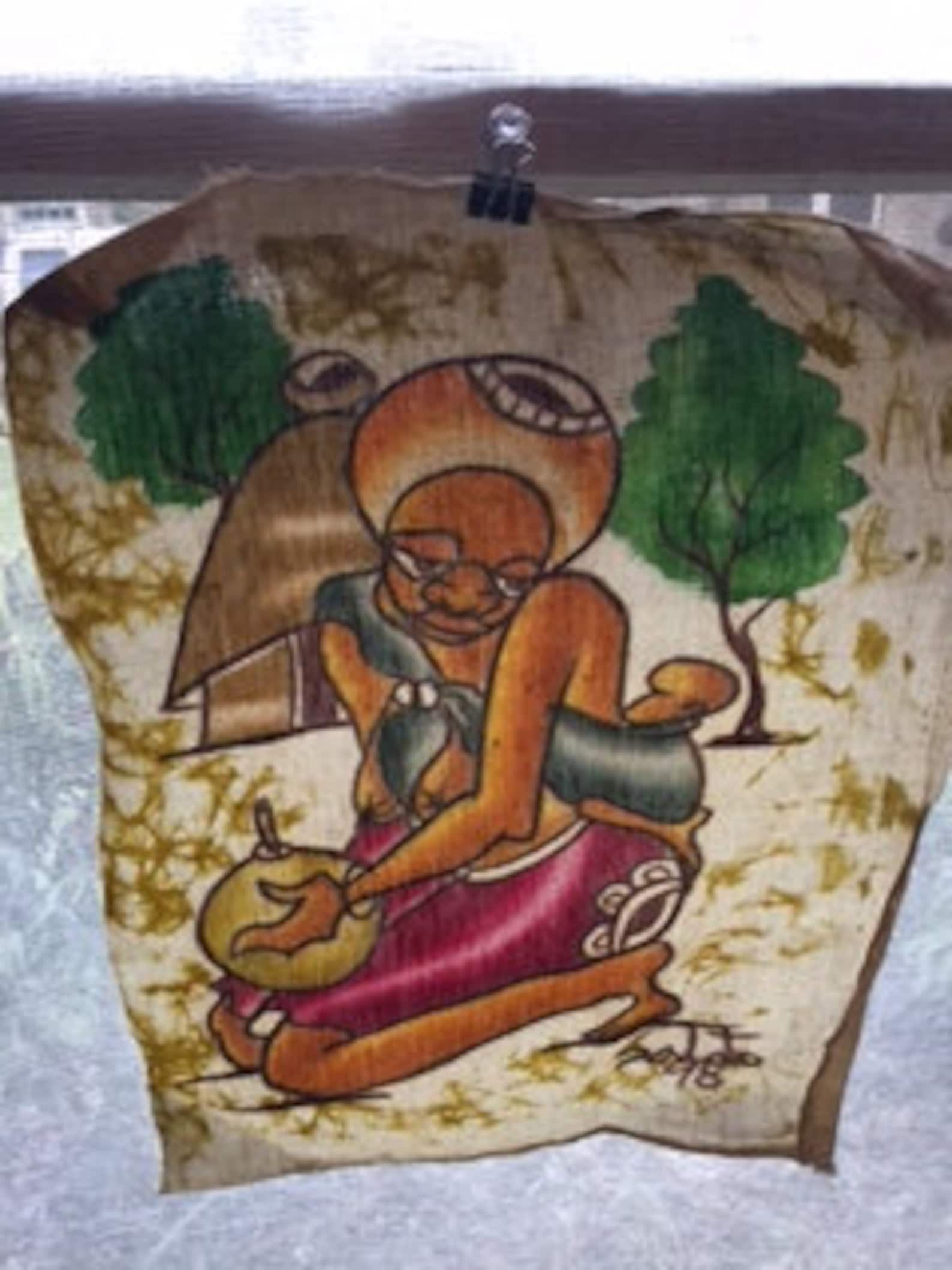 Mozambique Signed African Batik Panel - Lady - Etsy