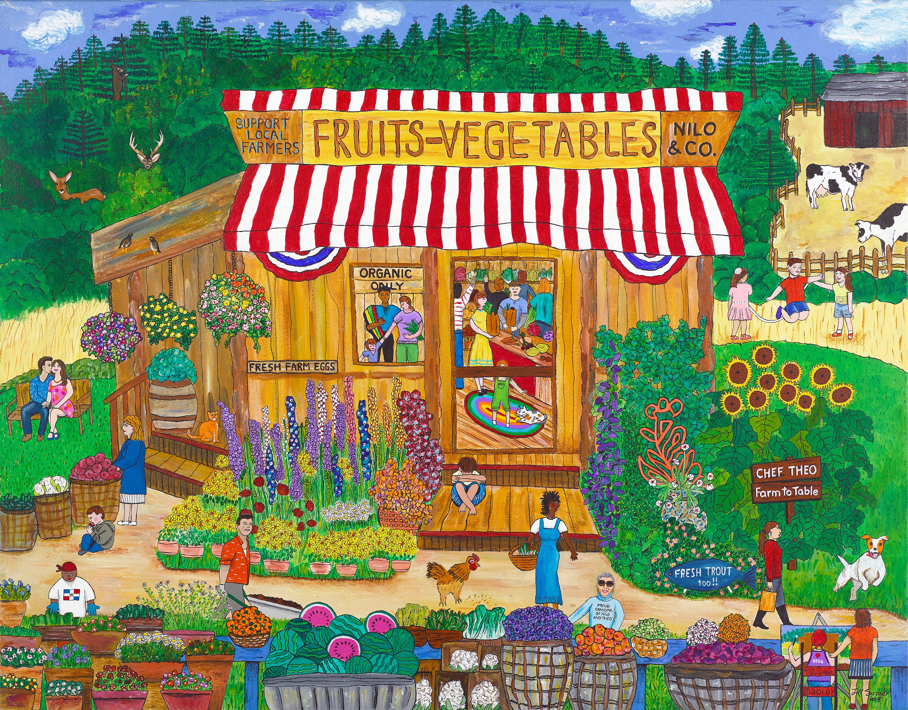 Farmer's Market - Farmstand - Art Print - Fruit and Vegetables - Pat ...