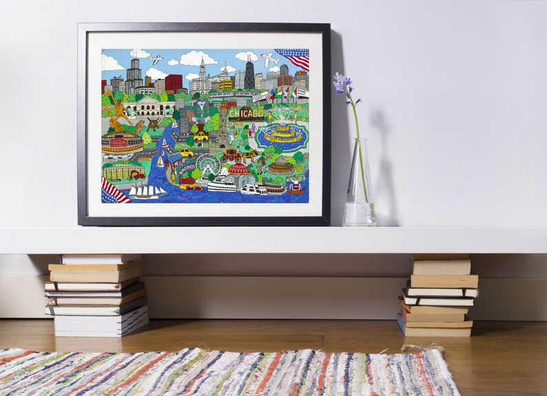 Chicago Waterfront Art Print Pat Singer's New York - Etsy