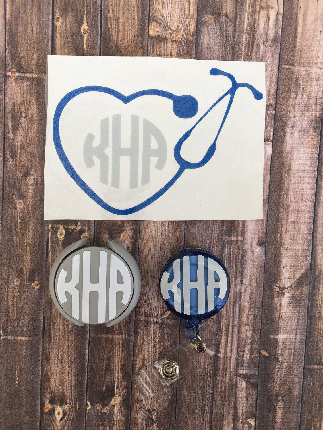 Nurse Monogram Combo Pack Stethoscope Decal Stethoscope ID - Etsy