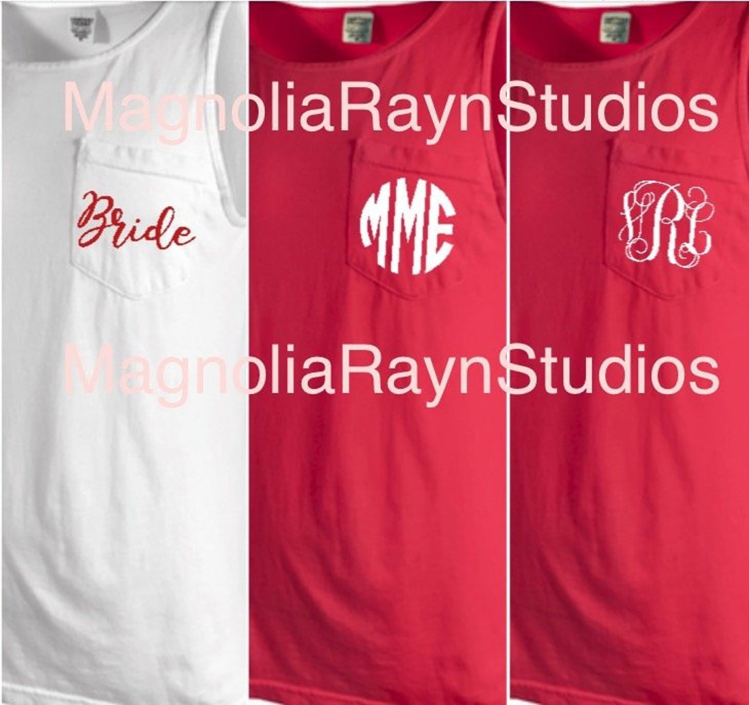 Comfort Colors Bridal Party Monogram Tanks, Monogram Pocket Tank ...