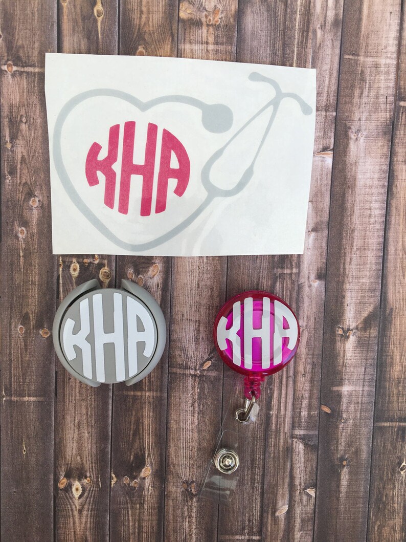 Nurse Monogram Combo Pack Stethoscope Decal Stethoscope ID - Etsy