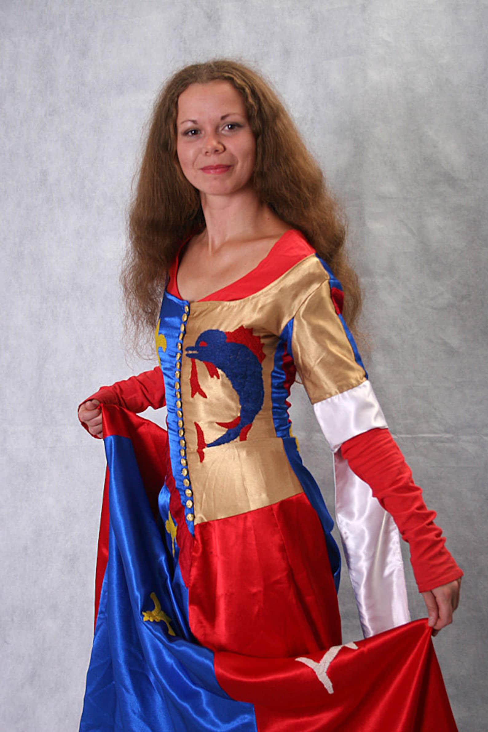 Medieval Heraldic Surcoat With Hand Embroidery and Long Trail | Etsy