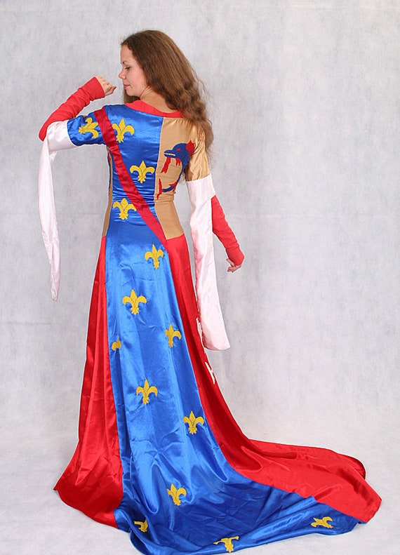 Medieval Heraldic Surcoat With Hand Embroidery and Long Trail | Etsy