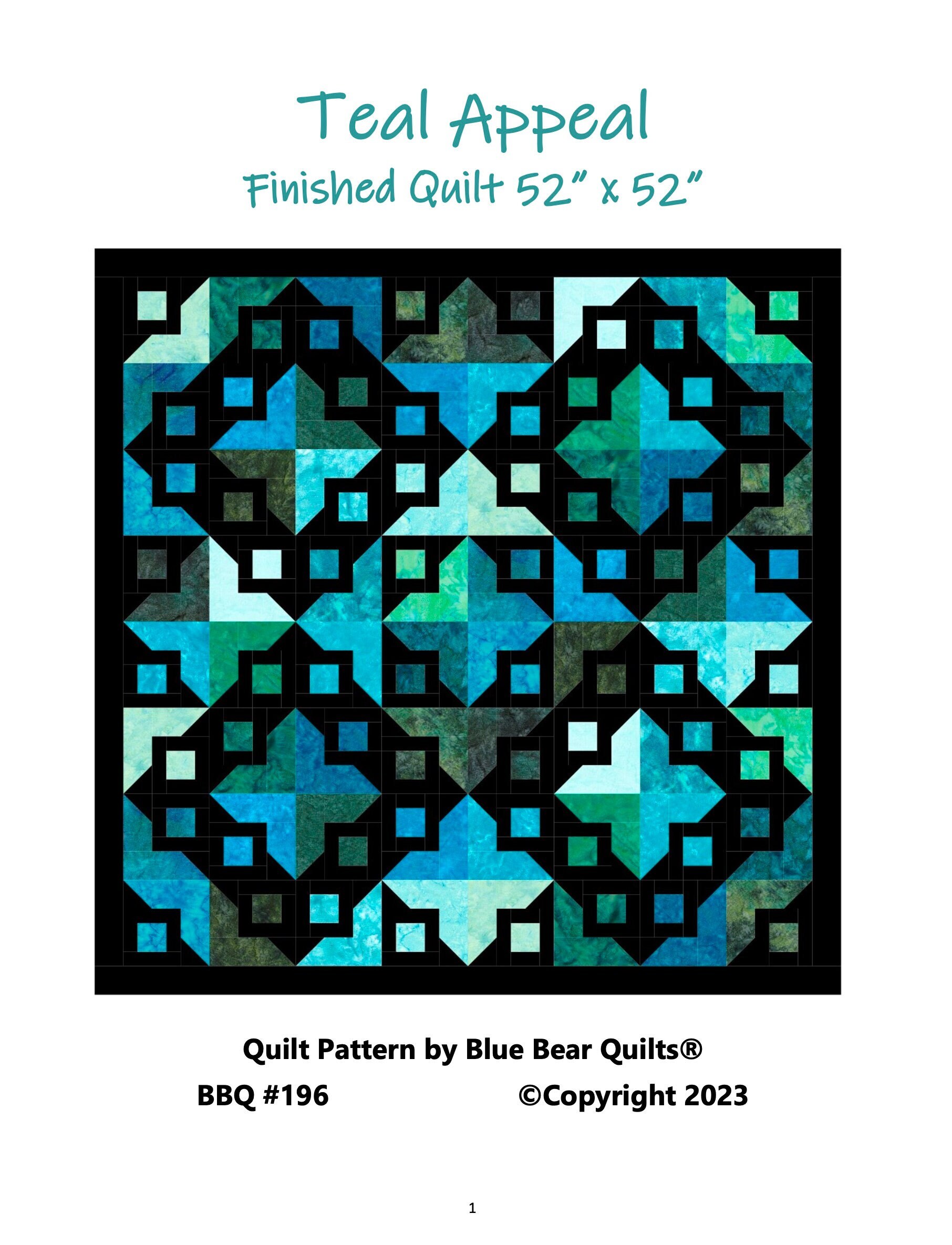 Teal Appeal Quilt Pattern- Digital Download - Etsy